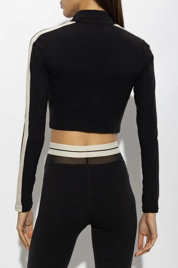 Palm Angels Cropped Logo Print Zip-up Sweatshirt