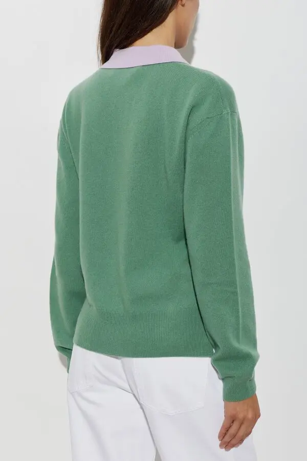 Marni Cashmere Long-sleeve Polo With Contrast Collar