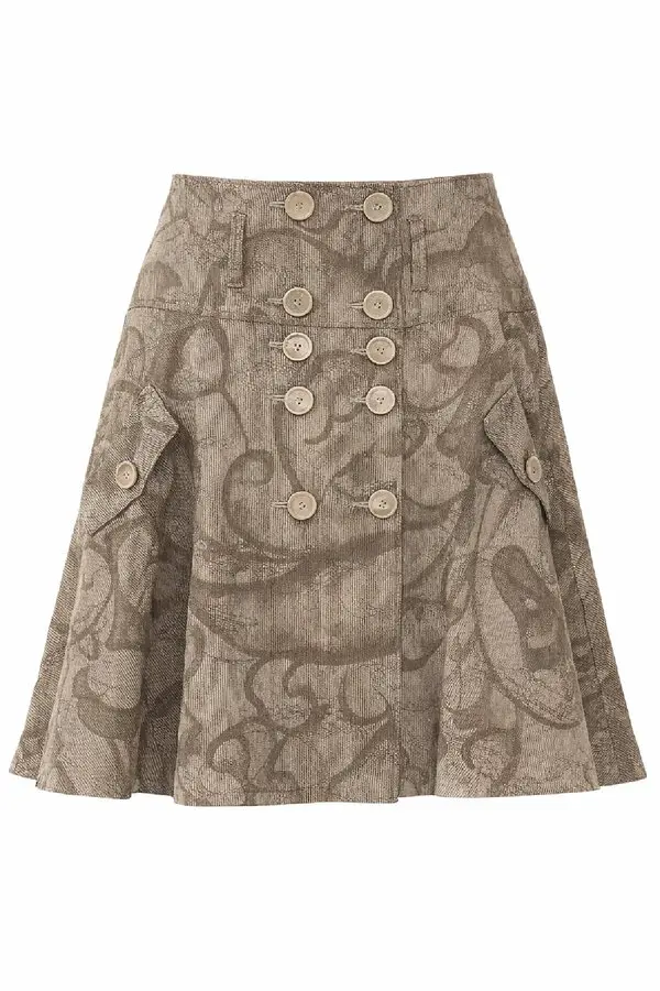 CONQUISTA Button-front Jacquard Mini Skirt