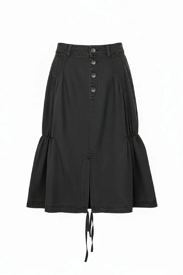 CONQUISTA Button-front Midi Skirt With Adjustable Slit