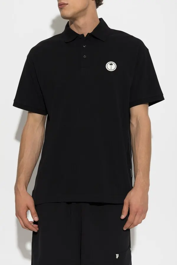 Palm Angels Cotton Polo Shirt With Appliquéd Logo