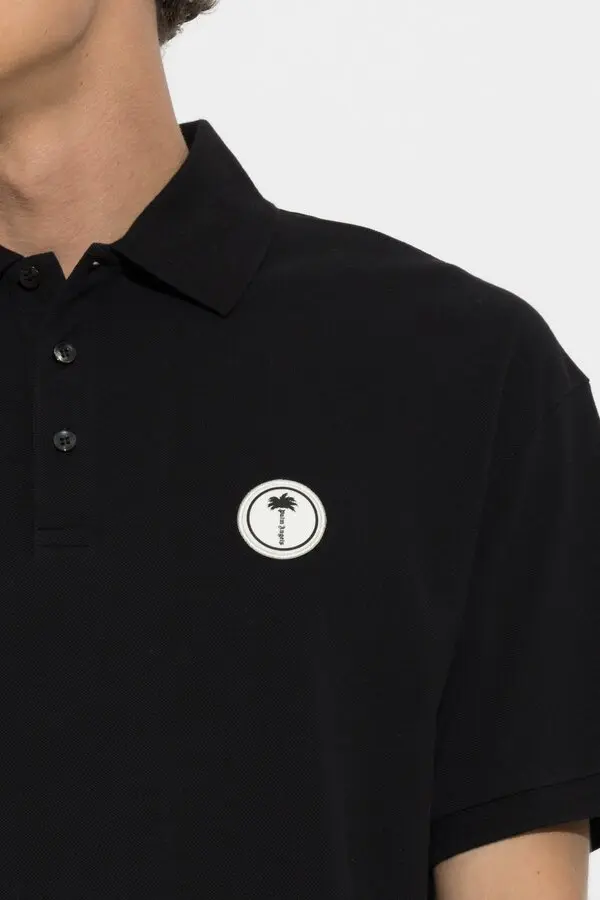 Palm Angels Cotton Polo Shirt With Appliquéd Logo