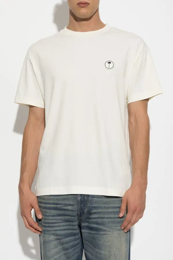 Palm Angels Cotton T-shirt With Appliquéd Logo