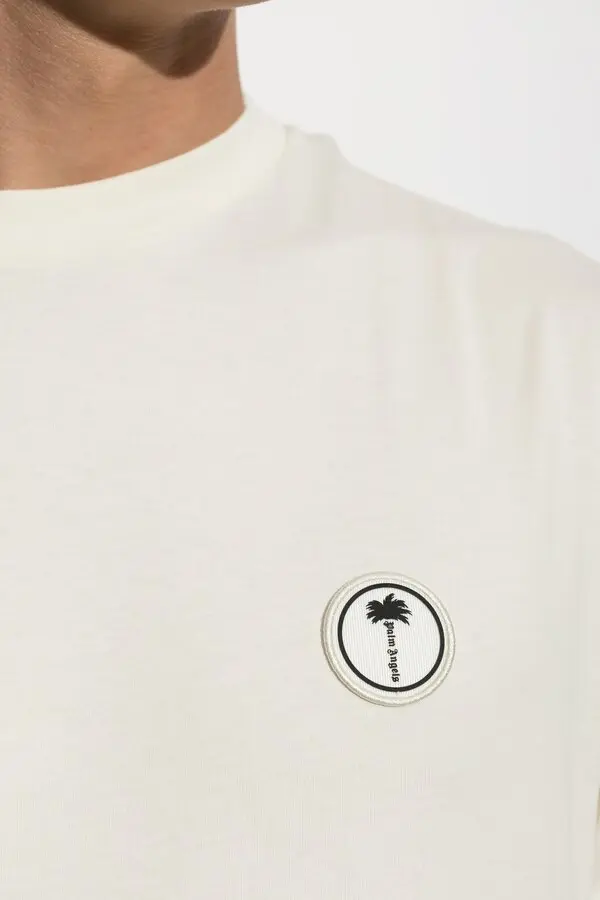 Palm Angels Cotton T-shirt With Appliquéd Logo