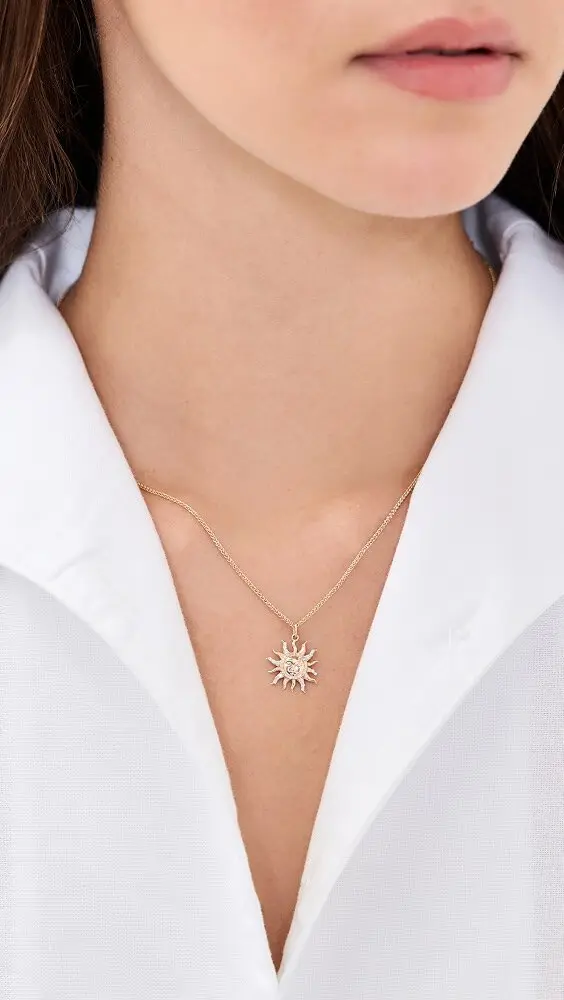 MARLO LAZ 14k Small El Sol Necklace