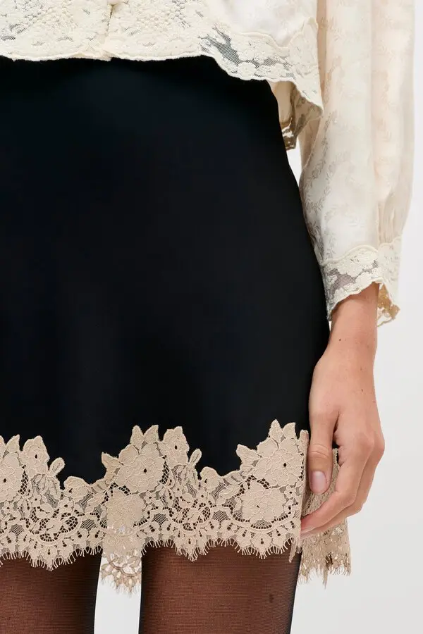 Rixo Ariah Mini Skirt With Lace Trim