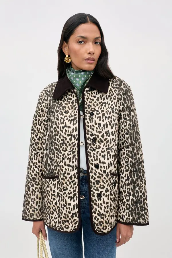 Rixo Earla Nina Leopard Print Jacket