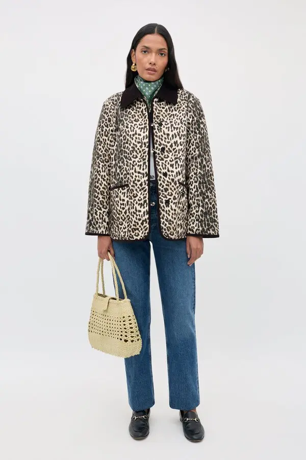 Rixo Earla Nina Leopard Print Jacket