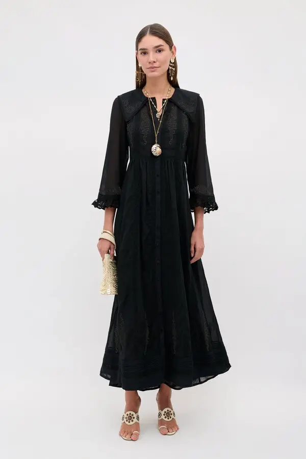 Rixo Silvi Dress With Bud Trail Embroidery