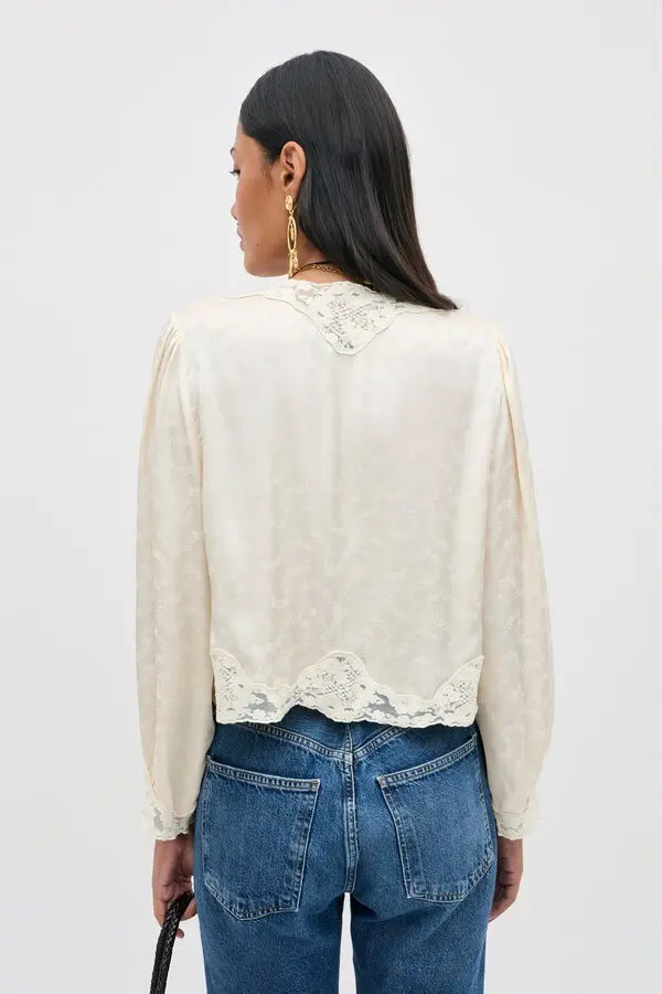 Rixo Tove Floral Trail Jacquard Shirt