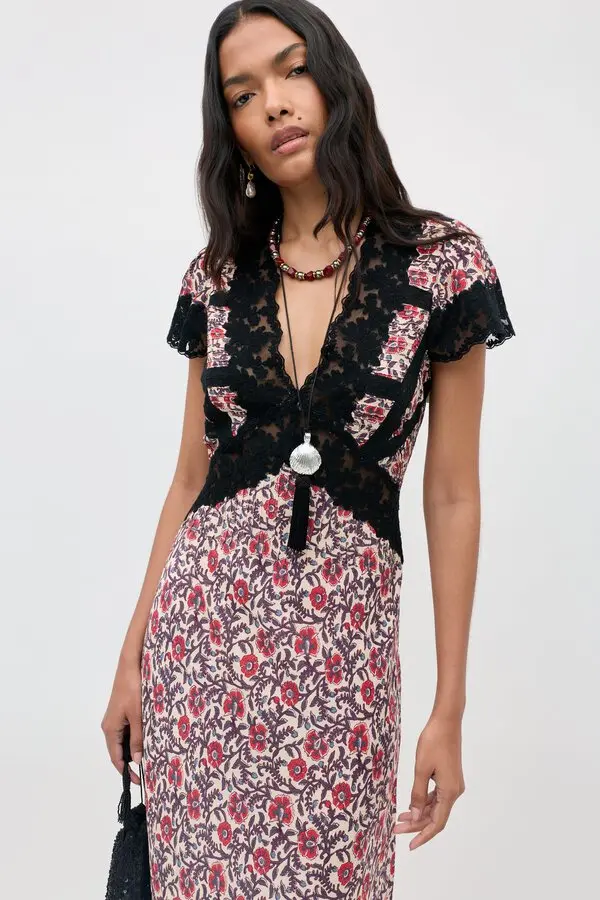 Rixo Martina Sarasa Rose Midi Dress