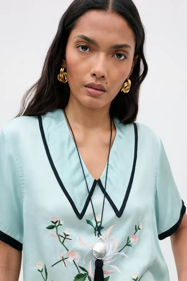 Rixo Nicolina Frida Embroidery Mist Top