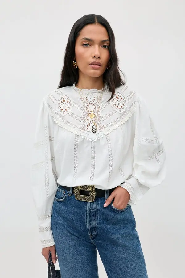 Rixo Tamzin Regular Shirt - Cream