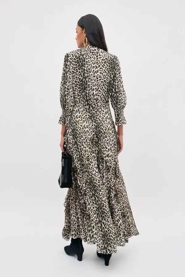 Rixo Rosanna Nina Leopard Print Maxi Dress