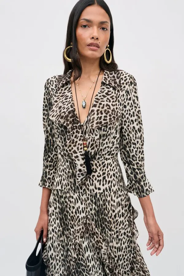 Rixo Rosanna Nina Leopard Print Maxi Dress