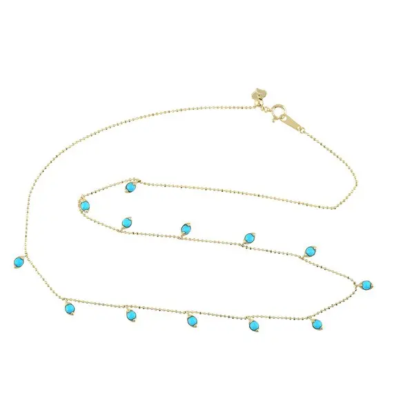 ARTISAN Gold / Blue 18k Yellow Gold Round Turquoise Station Necklace - Gold/blue