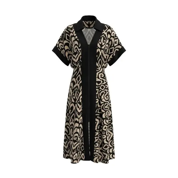 LARISA DRAGNA Agatta Linen Dress With Contrast Insert