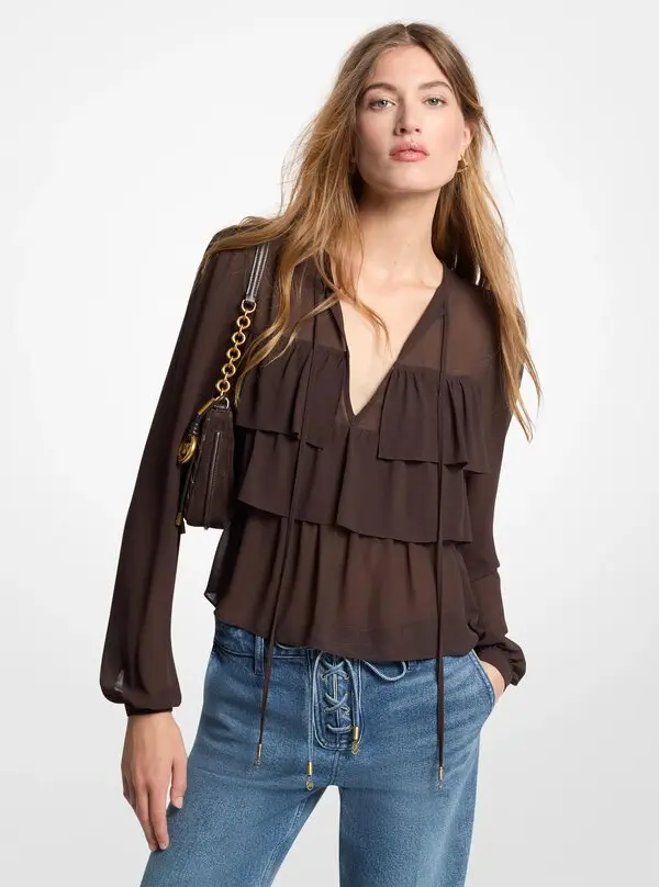 Michael Kors Tiered Georgette Blouse