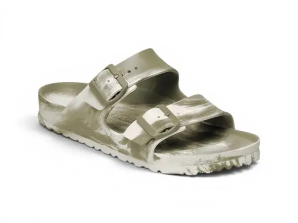 BIRKENSTOCK Arizona Essentials Slide On Sandals - Khaki Eggshell