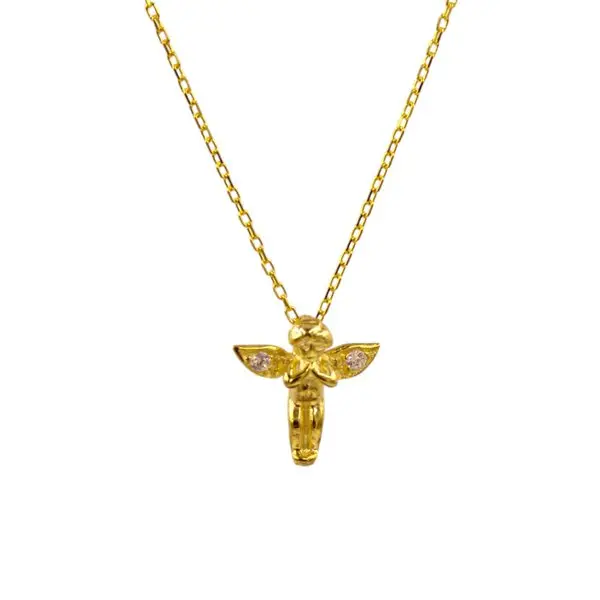 1610ISTANBUL Angel Necklace With Swarovski Crystals - Gold