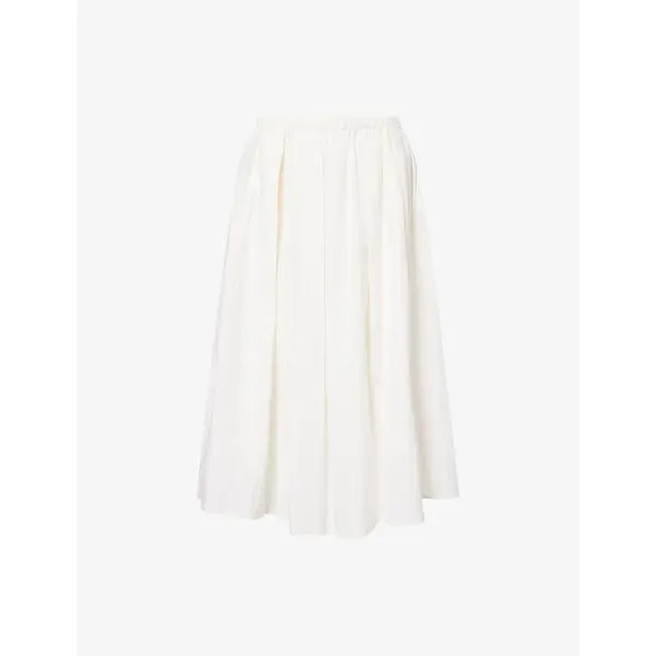 Theory Striped Cotton Midi Skirt