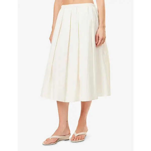Theory Striped Cotton Midi Skirt