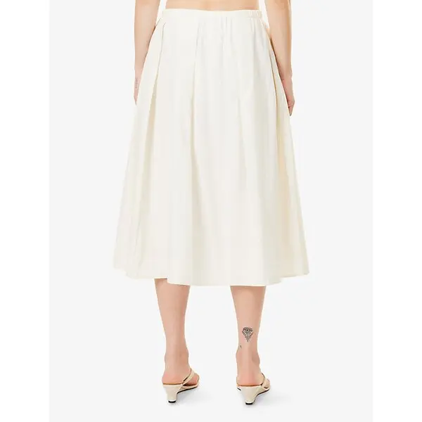 Theory Striped Cotton Midi Skirt