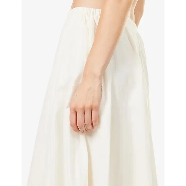 Theory Striped Cotton Midi Skirt