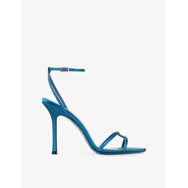 JIMMY CHOO Leo 100 Satin Strappy Stiletto Sandals