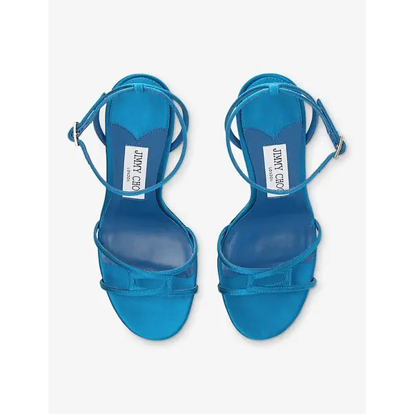 JIMMY CHOO Leo 100 Satin Strappy Stiletto Sandals