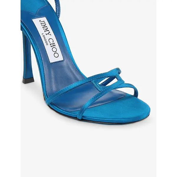 JIMMY CHOO Leo 100 Satin Strappy Stiletto Sandals