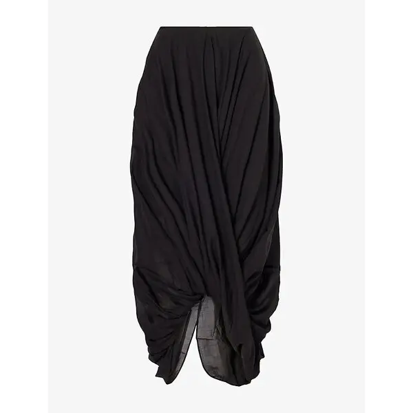TOTEME Cocoon Cotton-blend Midi Skirt - Black