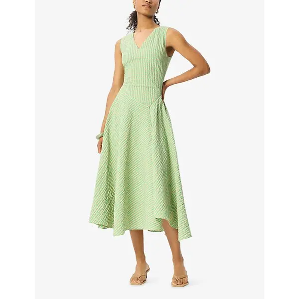 Whistles Checked Asymmetric Midi Dress - Multi-coloured