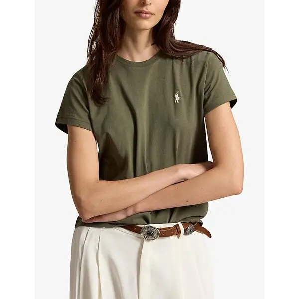 Polo Ralph Lauren Embroidered Cotton-jersey T-shirt - Olive