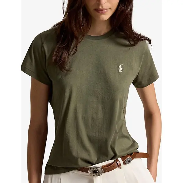 Polo Ralph Lauren Embroidered Cotton-jersey T-shirt - Olive