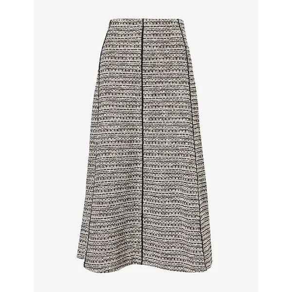 ME+EM Soft Tweed Cotton-blend Midi Skirt