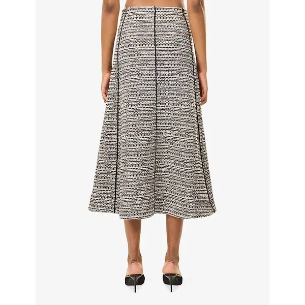 ME+EM Soft Tweed Cotton-blend Midi Skirt