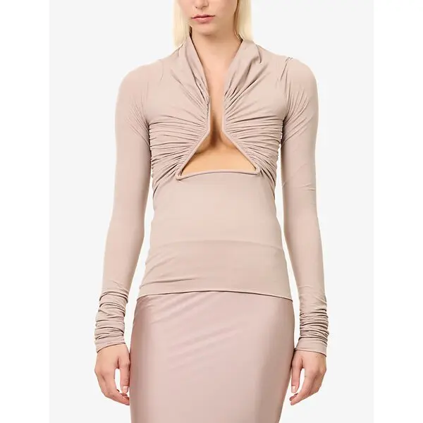 Rick Owens Prong Cut-out Stretch-jersey Top