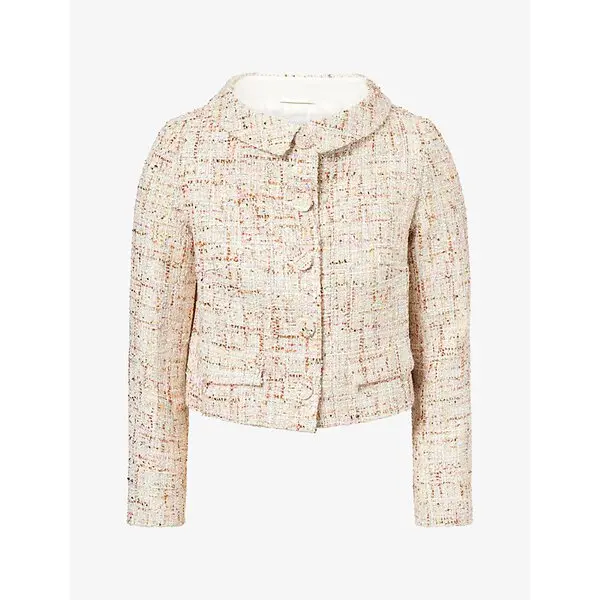 Huishan Zhang Boxy Round-collar Tweed Jacket