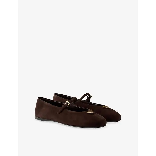 Prada Suede Ballerina Flats With Enamelled Triangle Logo