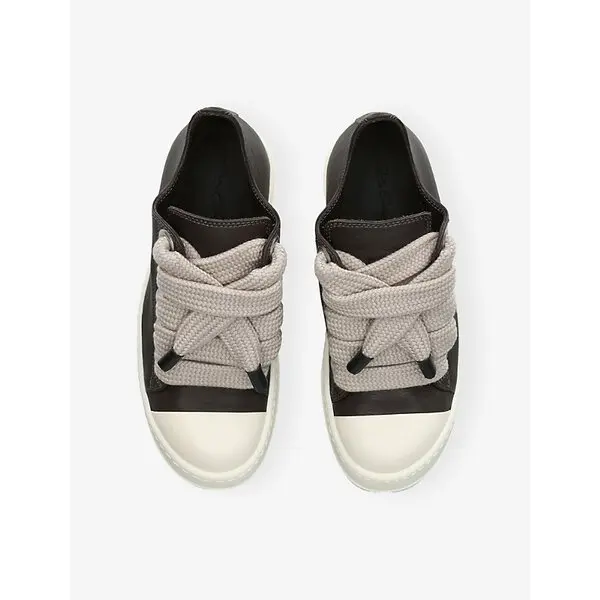 Rick Owens Jumbo Lace Leather Low Top Sneakers