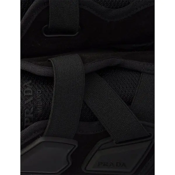 Prada Speedrock Technical Leather And Mesh Trainers - Black