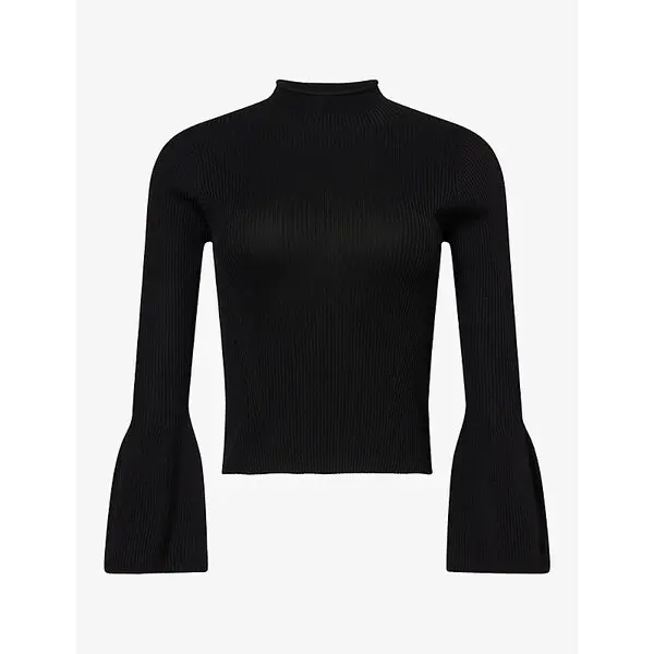 CFCL Soft Portrait Bell-sleeve Knitted Top - Black