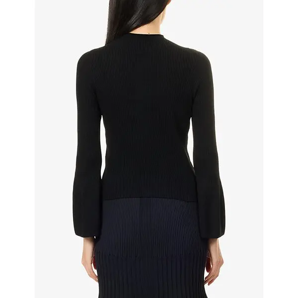 CFCL Soft Portrait Bell-sleeve Knitted Top - Black