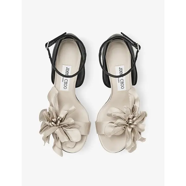 JIMMY CHOO Coko 100 Flower Satin Heels