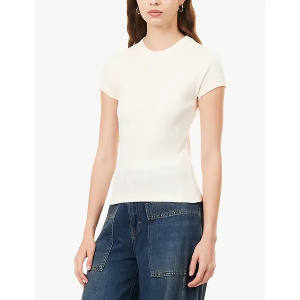 ME+EM Variegated Ribbed Stretch-cotton T-shirt