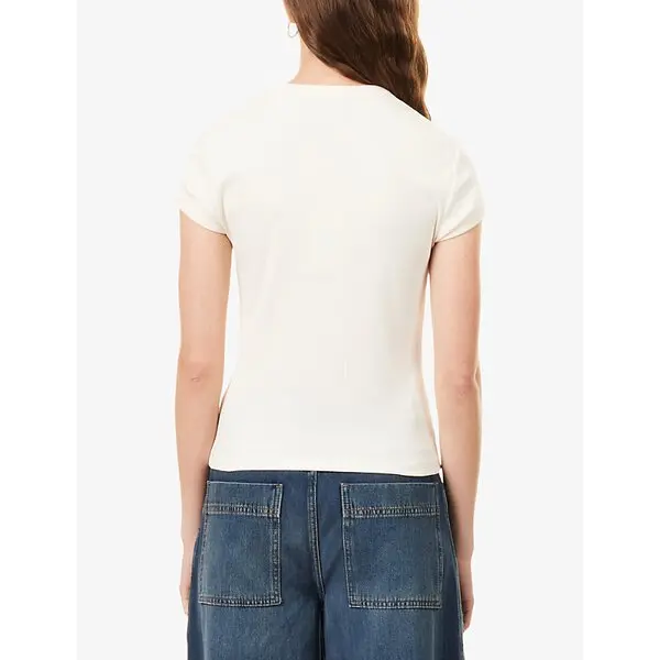 ME+EM Variegated Ribbed Stretch-cotton T-shirt