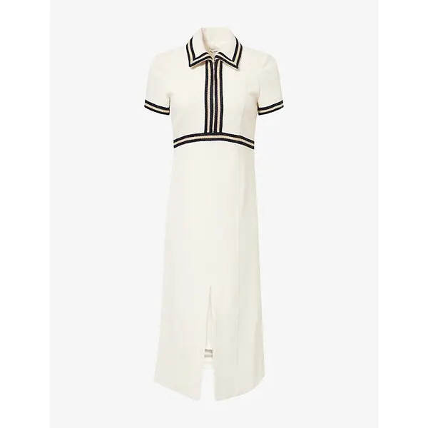 ME+EM Fit And Flare Textured Woven Midi Dress