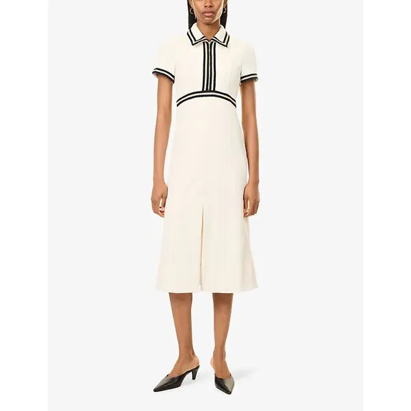 ME+EM Fit And Flare Textured Woven Midi Dress