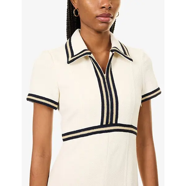 ME+EM Fit And Flare Textured Woven Midi Dress